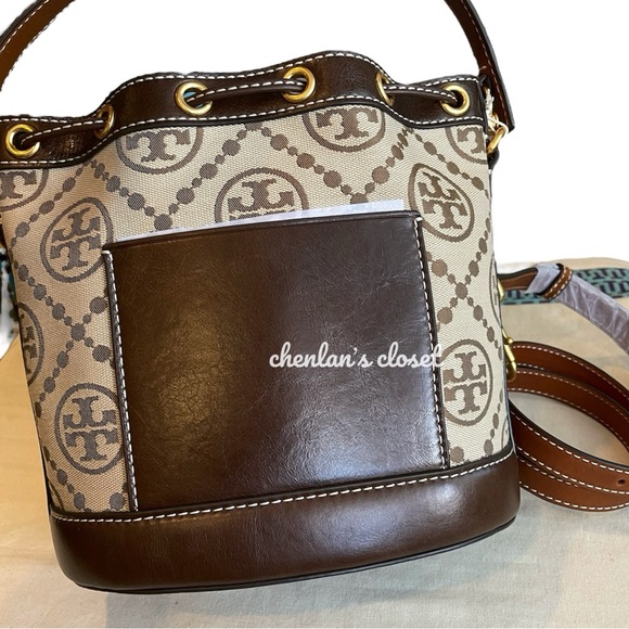 Tory Burch | Bags | New Tory Burch T Monogram Bucket Drawstring Bag ...
